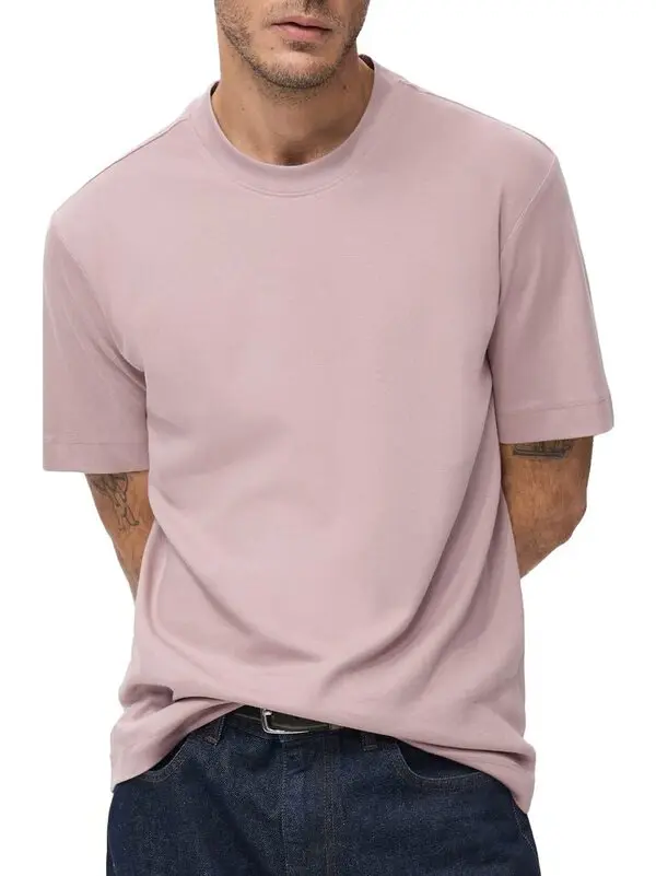Mango Regular Fit Weight Cotton T-shirt - Pale Pink
