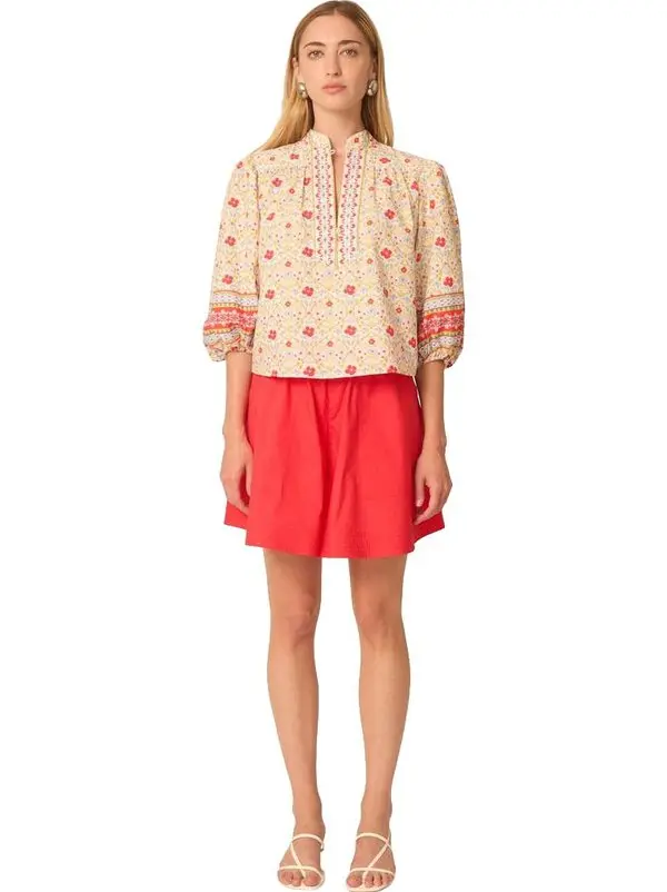 GILNER FARRAR Bethany Blouse - Red Ditsy Floral Print