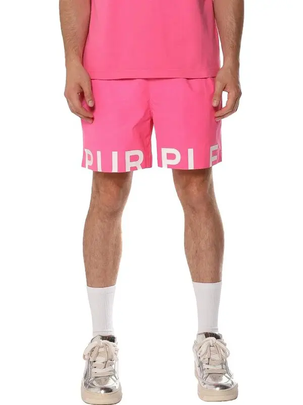 PURPLE BRAND Water Repellent Graphic Shorts - Pink