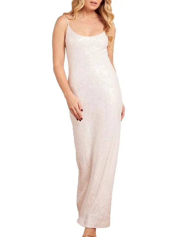 NEEDLE & THREAD Yvonne Sequin Cami Gown - Cream