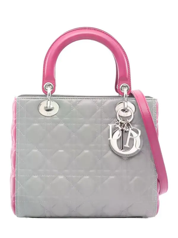 Dior 2010s Lady Canage Leather Tote Bag - Grey