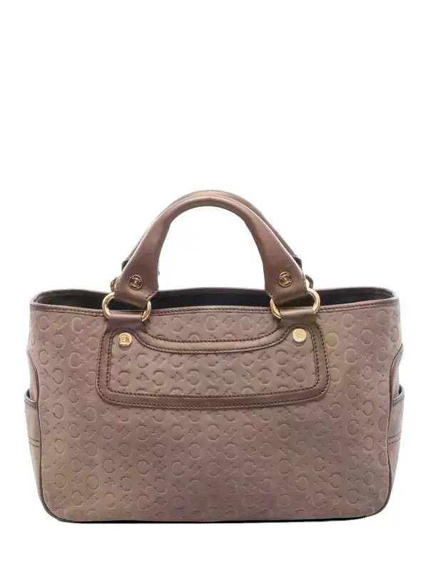 Celine 2000s C Debossed Leather Boogie Tote Bag - Neutrals