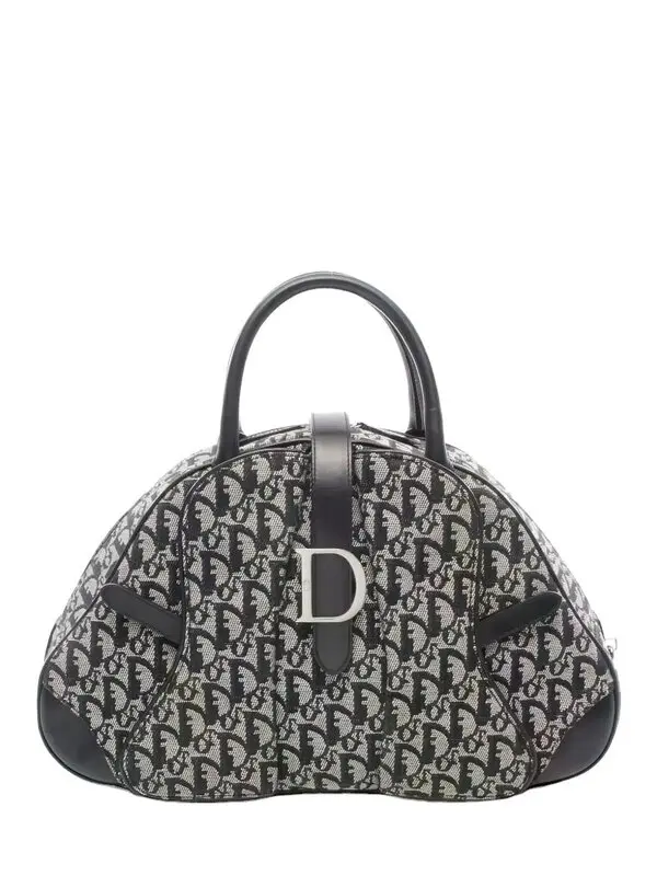 Dior 2010s Double Saddle Trotter Canvas Tote Bag - Black