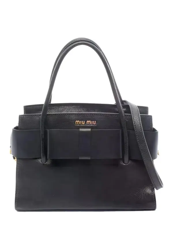 Miu Miu 2010s Madras Fiocco Tote Bag - Black