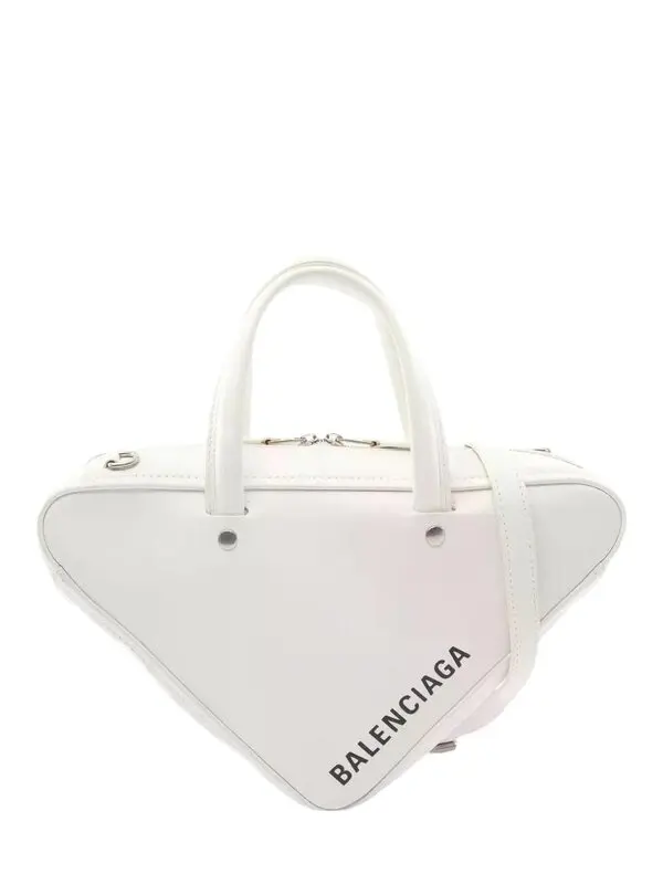 Balenciaga Triangle Duffle Xs Leather Handbag - White