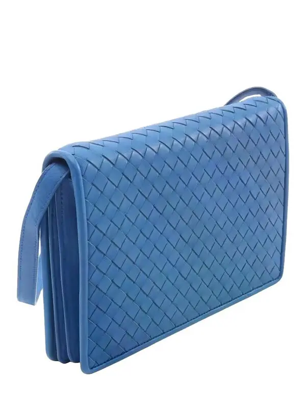 Bottega Veneta 2010s Intrecciato Leather Shoulder Bag - Blue