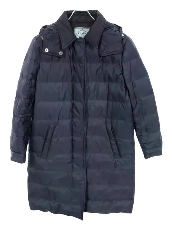 Prada 2000s Padded Hooded Coat - Blue