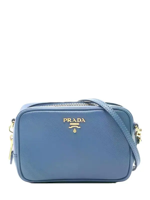 Prada 2010s Saffiano Leather Mini Shoulder Bag - Blue