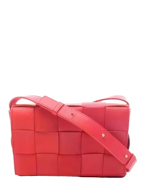 Bottega Veneta 2010s Maxi Cassette Intrecciato Cross Body Bag - Red