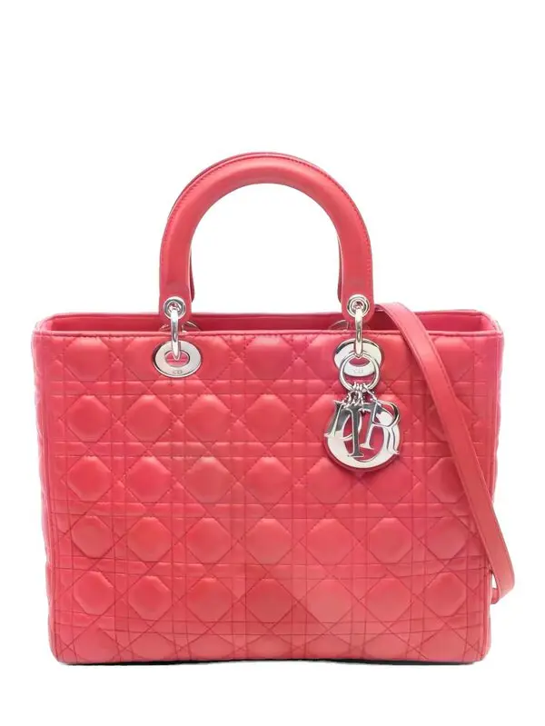Dior 2010s Large Lady Canage Tote Bag - Red