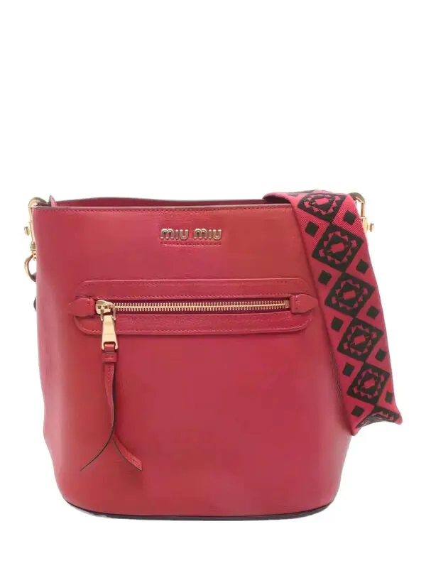 Miu Miu 2010s Madras Leather Shoulder Bag - Red