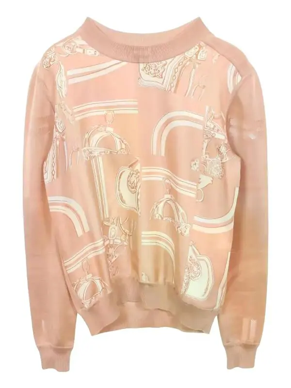 Hermès 2010s En Desordre Finesse Twillaine Sweater - Pink