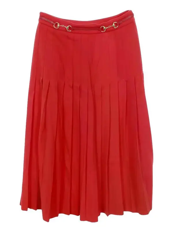 Gucci 2000s Pleated Belted Skirt - Red