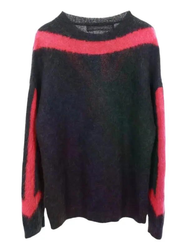 Off-White 2010s Arrow Pattern Crew Neck Knit Sweater - Grey