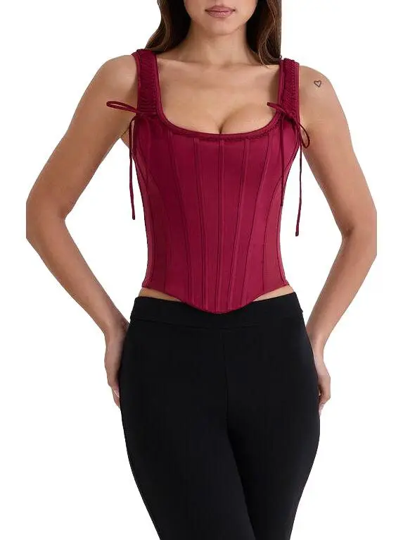 House Of Cb Iman Satin Corset Top - Wine