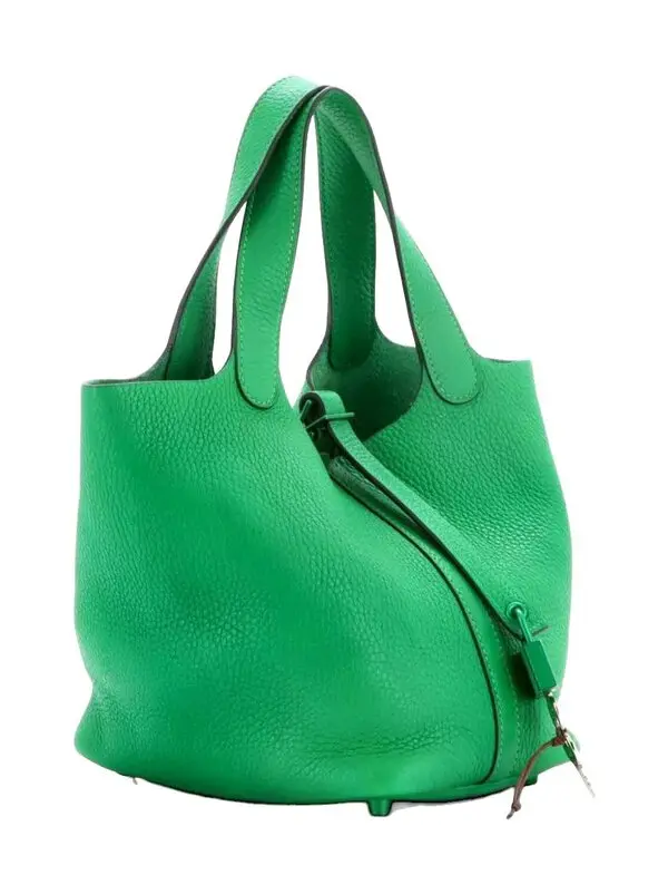 Hermès Monochrome Picotin Lock Bag Clemence Pm - Green