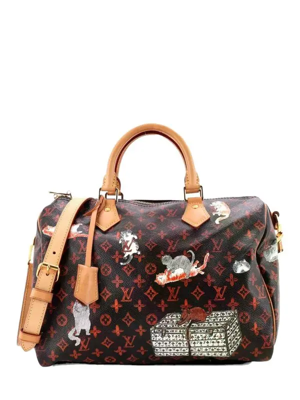LOUIS VUITTON Speedy Bandouliere 30 Limited Edition Grace Coddington Catogram Canvas Satchel - Black