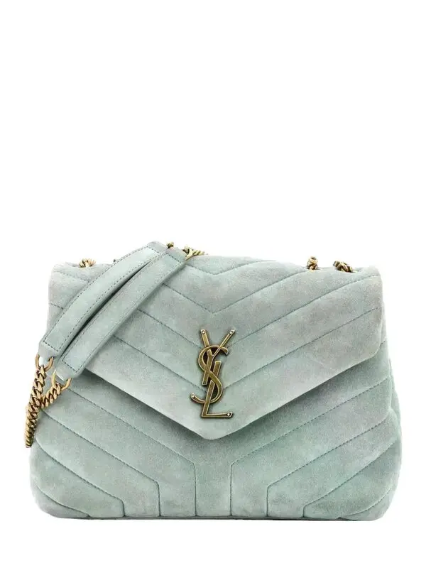 Saint Laurent Loulou Matelasse Chevron Small Shoulder Bag - Green