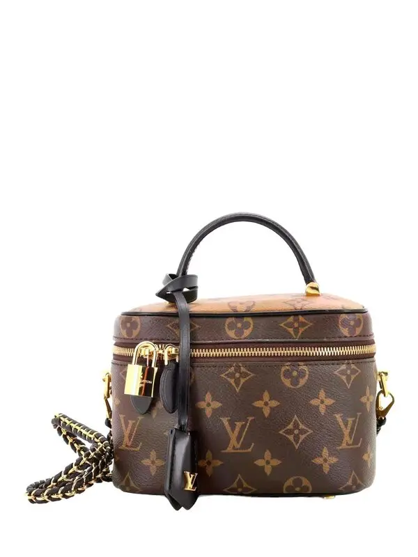LOUIS VUITTON Vanity Handbag Reverse Monogram Canvas Pm Satchel - Black