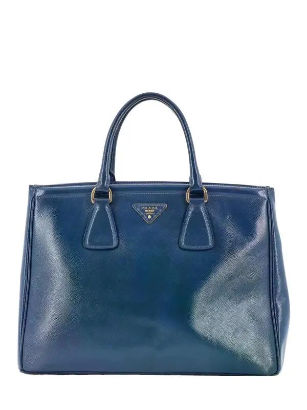 Prada Parabole Vernice Saffiano Leather Medium Tote Bag - Blue