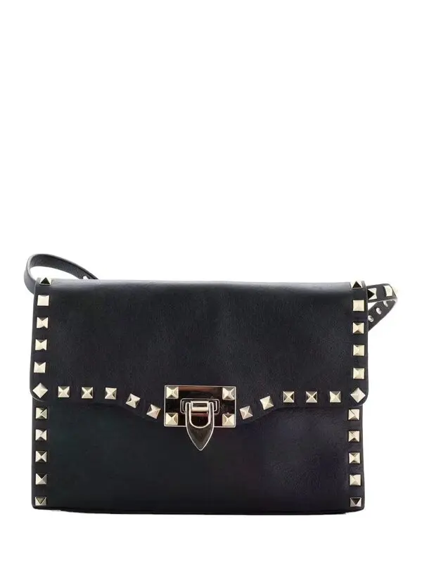 Valentino Garavani Rockstud Flip Lock Flap Medium Crossbody Bag - Black