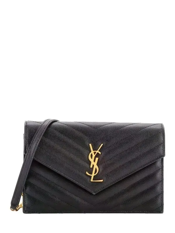 Saint Laurent Classic Monogram Wallet On Chain - Black