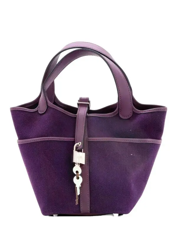 Hermès Cargo Picotin Lock Pm Bucket Bag Canvas And Swift - Purple