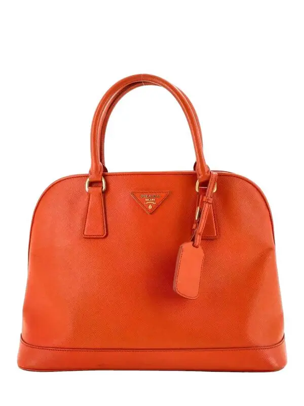 Prada Open Promenade Bag Saffiano Leather Medium Tote - Orange