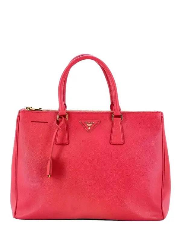 Prada Double Zip Large Saffiano Leather Tote Bag - Pink
