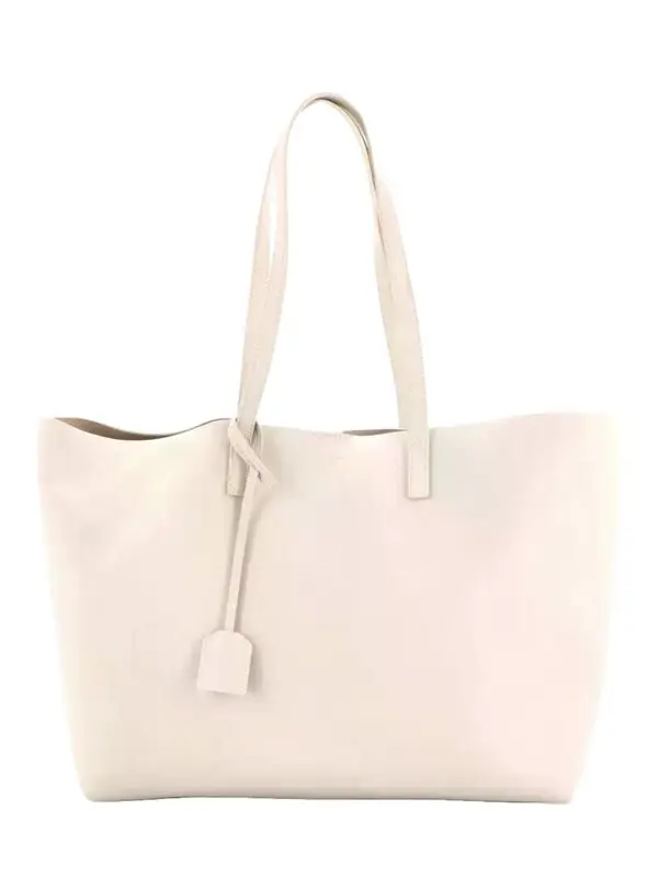Saint Laurent Shopper Leather Large Tote Bag - Neutrals