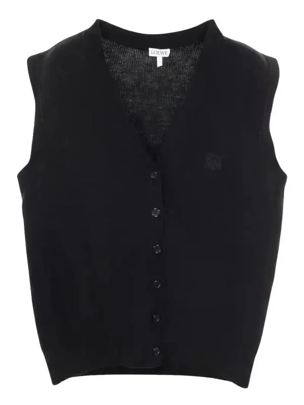 Loewe Anagram Knit Wool Vest - Black