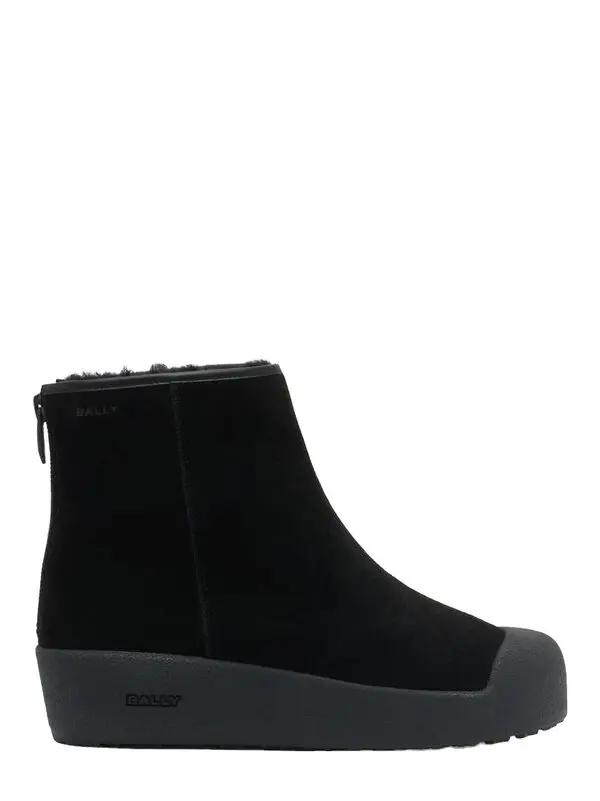 Bally Curling Bootie In Suede With Lamb Fur Lining - Black
