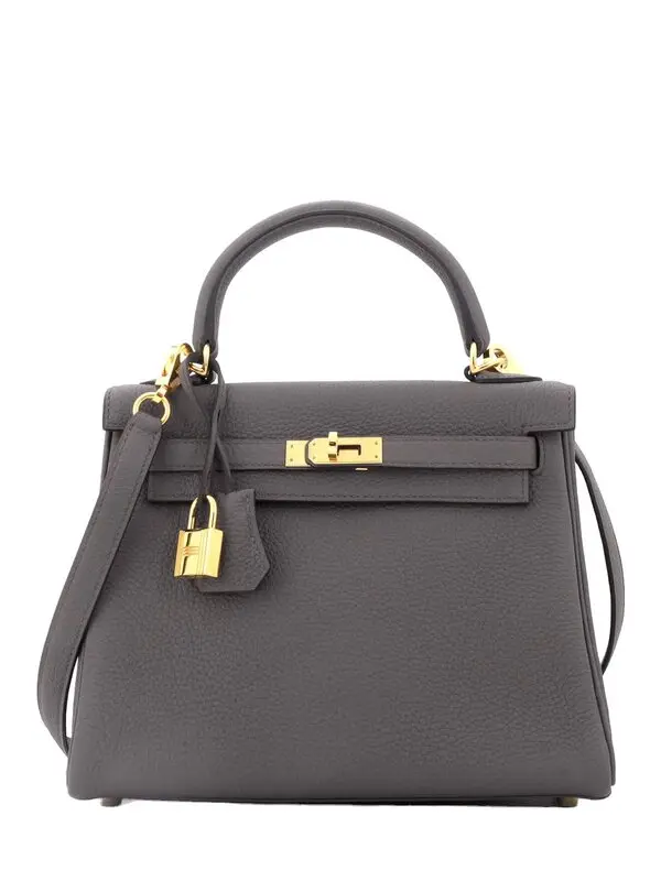 Hermès Kelly Handbag Togo Leather 25 - Etain