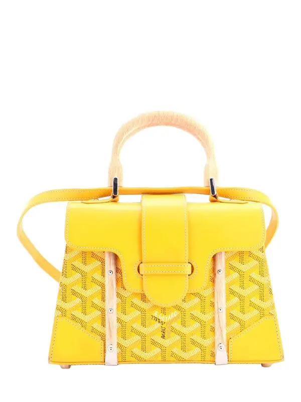 Goyard Structured Saigon Top Handle Bag Coated Canvas With Leather Mini - Yellow