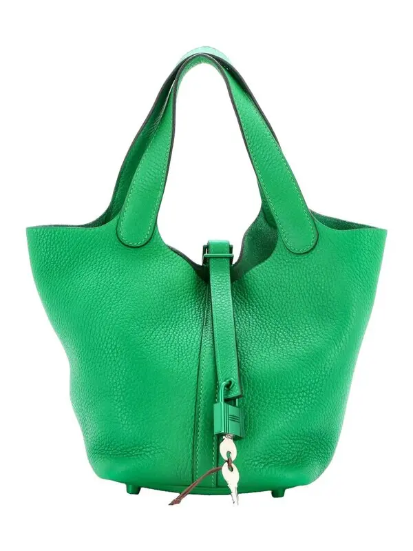 Hermès Monochrome Picotin Lock Bag Clemence Pm - Green