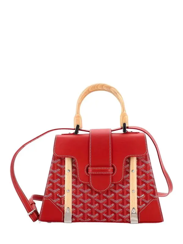 Goyard Saigon Top Handle Bag Coated Canvas With Leather Pm - Red