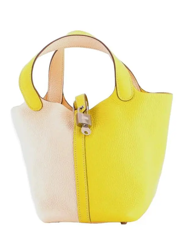 Hermès Picotin Lock Bag Bicolor Clemence Pm - Bicolor - Lime/nata