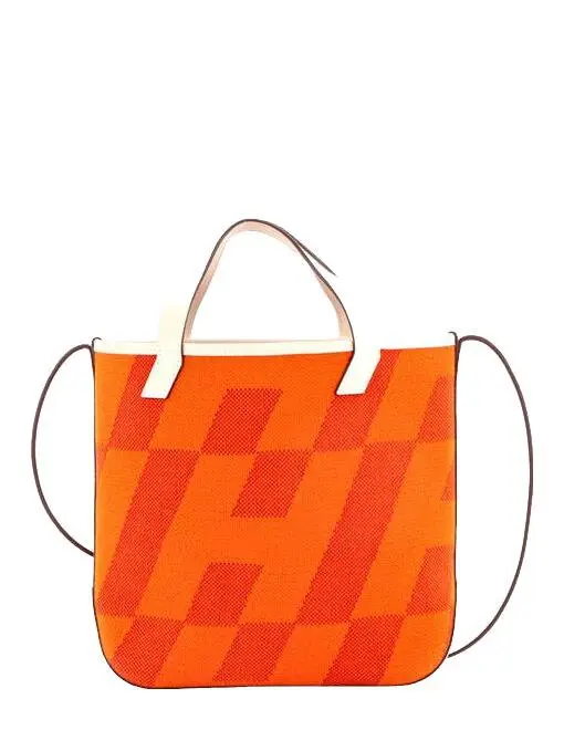 Hermès Cabas H En Biais Tote Canvas With Leather 27 - Orange