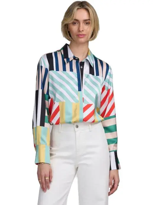 ELLE COLLECTION Striped Long Sleeve Shirt - Multi