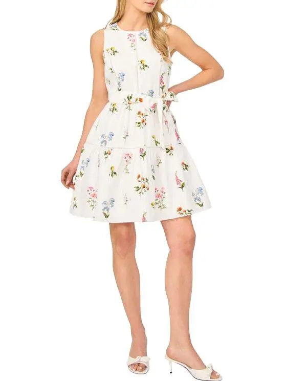 Ted Baker London Printed Tie Waist Dress - Vanilla Ice