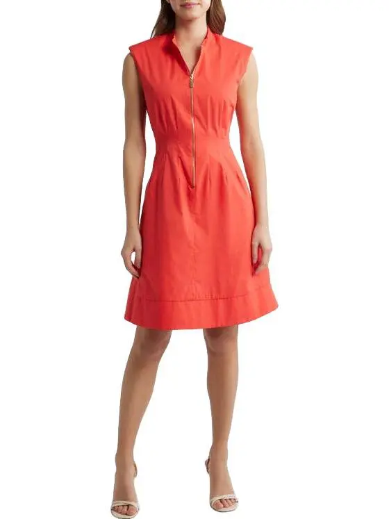 Vince Camuto Sleeveless Cotton Dress - Coral