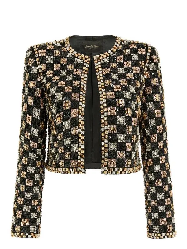 Jenny Packham Dahlia Crystal-embellished Jacket - Liquorice