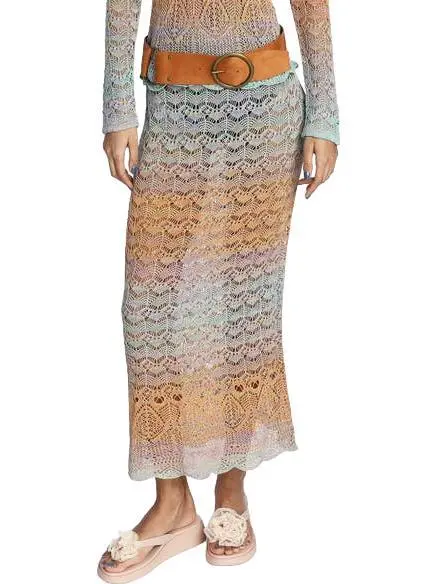 Anna Sui Ombre Space Dye Crochet Skirt - Sunset