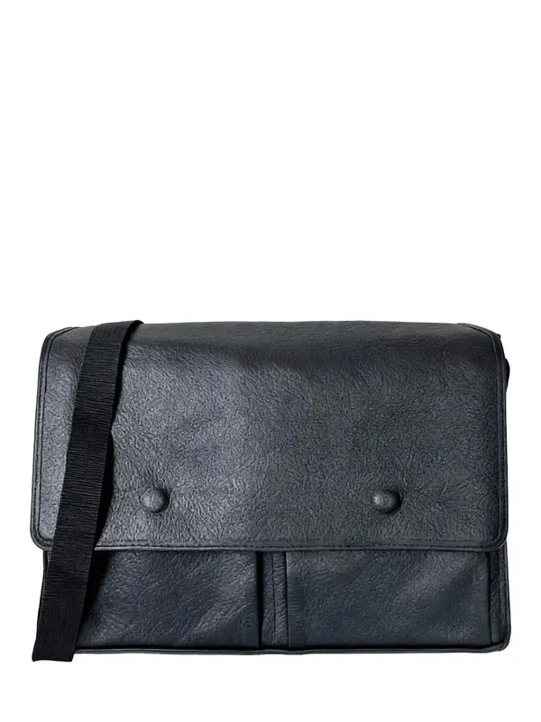 DEUX MAINS Leather Messenger Bag - Black