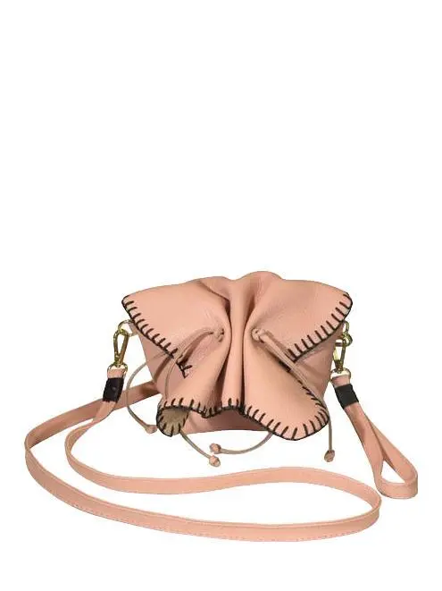 Carlos Falchi Mini Butterfly Top Grain Leather Bag - Dusty Rose