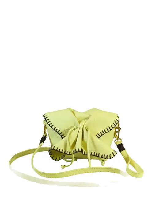 Carlos Falchi Mini Butterfly Top Grain Leather Bag - Lemon