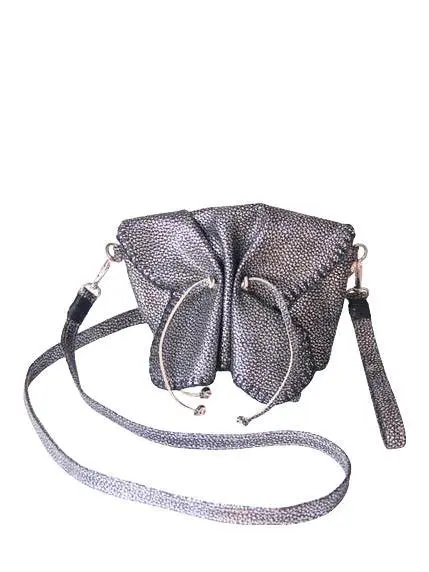 Carlos Falchi Mini Butterfly Top Grain Leather Bag - Roman Chrome