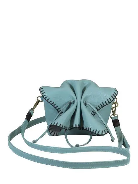 Carlos Falchi Mini Butterfly Top Grain Leather Bag - Teal