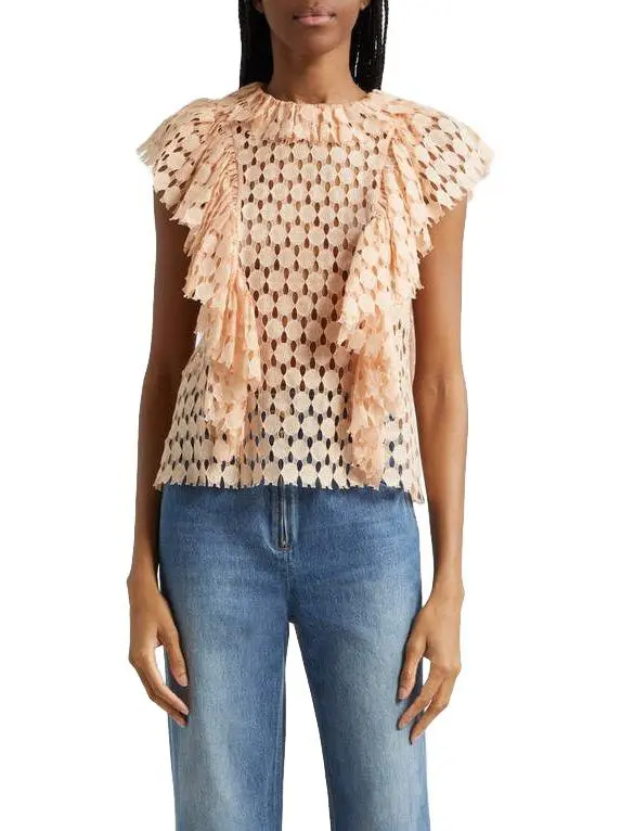 Ulla Johnson Daevy Cutout Ruffle Top - Blush