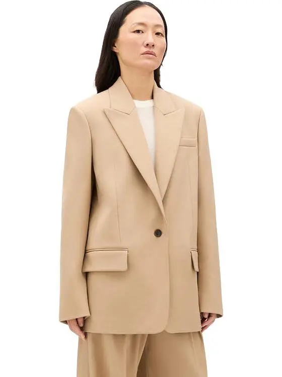 Another Tomorrow Wool Oversized Tailored Jacket - Camel